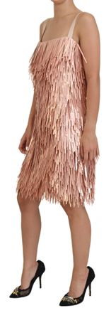 Dolce & Gabbana Womens Pink Tinsel Sleeveless Shift A-Line Dress Nylon