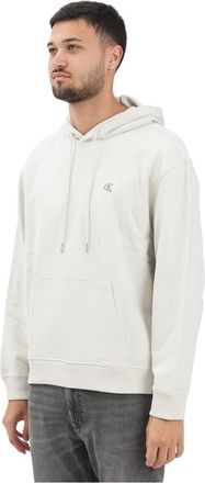 Calvin Klein Jeans Homme, Sweatshirts et sweats &agrave; capuche, Blanc, Taille: S Embroidered Logo Sweat &agrave; capuche