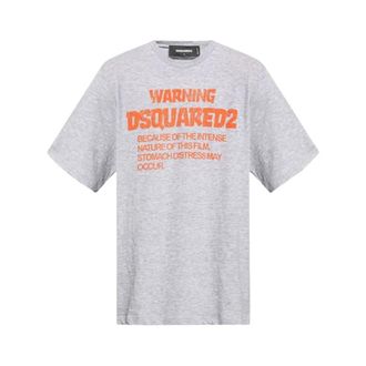 Dsquared2 Graues T-Shirt mit Logo-Print - - Tops - Herren - Grau - L