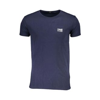 Cavalli Blauer T-Shirt mit Print - - Tops - Herren - Blau - 2XL