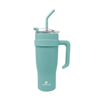 HYDRAFLOW Capri - Becher mit Strohhalm - dreiwandiger, vakuumisolierter Becher - isolierter Smoothie-Becher - Edelstahlbecher - wiederverwendbarer Becher mit De