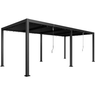 OUTSUNNY Pergola lames orientables 2 zones grande taille dim. 5,95 x 3 x 2,25 m alu. acier &eacute;poxy anthracite