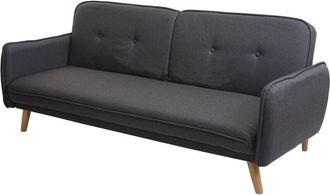 Hhg Schlafsofa 468, Couch Klappsofa G&auml;stebett Bettsofa, Schlaffunktion Stoff/Textil 185cm anthrazit-grau