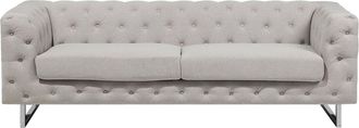 Beliani Modernes 3er Sofa Polsterbezug Chesterfield Stil beige Vissland