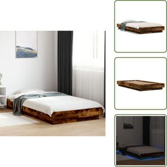 vidaXL Bettgestell mit led R&auml;uchereiche 75x190 cm Holzwerkstoff - Holzbettfassungen - Bettsystem - Lattenrost - Rauchfarben M&ouml;bel - Schlafzimmer Dekoration
