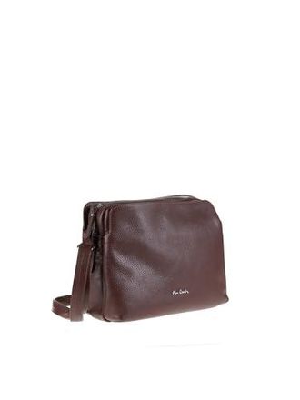 Pierre Cardin Sac &agrave; bandouli&egrave;re pour femme en cuir v&eacute;ritable Made in Italy 30 x 23 x 13 cm 1980, Chocolat, Taille unique