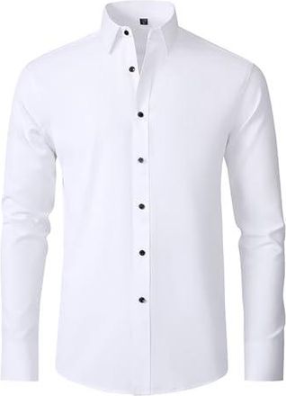 Generico Chemise pour homme &agrave; manches longues Chemisier Slim Fit facile &agrave; repasser Chemise &eacute;lastique de couleur unie sassocie bien veste &eacute;l&eacute;gante adapt&eacute;e pour 