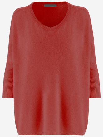 Allude Womens Cashmere Sweater Red
