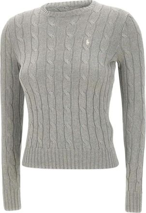 Polo Ralph Lauren Grauer Cable-Knit Pullover Runder Ausschnitt - - Knitwear - Damen - Grau - L