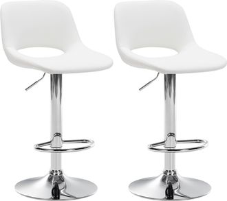 Clp 2er Set Barhocker Camden I Kunstleder-Bezug, Farbe:wei&szlig;, Material Gestell:Metall in Chromoptik