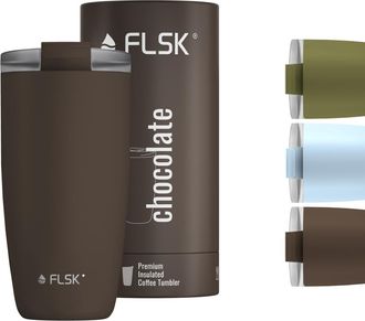 FLSK Tumbler - Premium coffee to go-Becher aus Edelstahl - 100 % auslaufsicher, BPA-frei & doppelwandig - h&auml;lt 3 h hei&szlig; (chocolate, 500 ml)