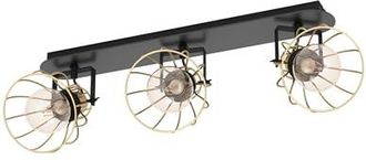 Eglo Deckenstrahler Sambatello, 3-flammige Deckenlampe mit schwenkbaren Spots, Deckenleuchte aus Metall in Schwarz und Messing-Gebürstet, Deckenspot mit E2