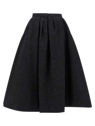 Carolina Herrera Womens Black Cotton Midi Skirt
