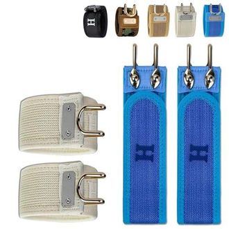 Generic Ceinture Tactique &eacute;lastique Avec Crochet M&eacute;tallique, Lat&eacute;rale R&eacute;glable, Unisexe Sans Boucle(Blue+White-4PCS)