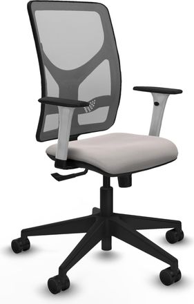 Piqueras y Crespo Schreibtischstuhl, wei&szlig; und grau, mit wei&szlig;en und schwarzen Armlehnen, h&ouml;henverstellbare Lendenwirbelst&uuml;tze, 3 Positionen, Grau/Wei&szlig;