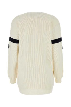 Gucci Womens Ivory Wool Blend Cardigan Ivorynavymix Exterior: Polyester Maglieria Sweater