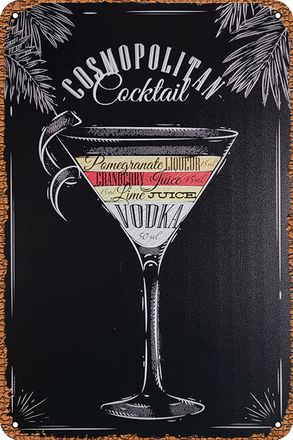 Generic Dekoschild Metall Deko Blechschild Lustiges Wandposter Für Garage Wohnzimmer Küche 20x30 cm Beliebte Cocktails Und Drink-Bar-Mix-Rezepte-Menü Für Bark