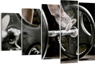 Arttor Bilder auf Leinwand 150x100cm Leinwandbild Sport athlet anheben fitness Groß XXL Wanddeko Bild Schlafzimmer Set 5 teilige Wandbilder Dekoration Wohnzi