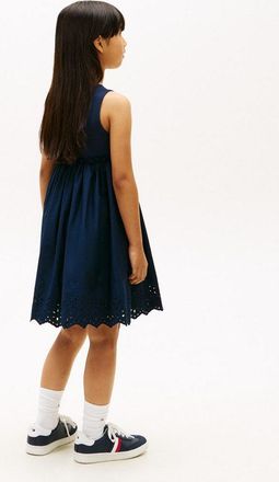 Tommy Hilfiger A-Linien-Kleid BRODERIE ANGLAISE COMBI DRESS Kinder bis 16 Jahre, knielang, mit Lochstickerei