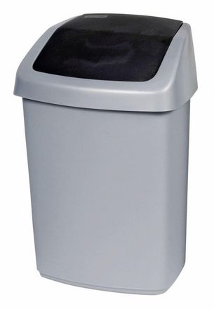 Curver 03986-373-40 Abfallbeh&auml;lter Swing-Top 25 L, Silber/anthrazit