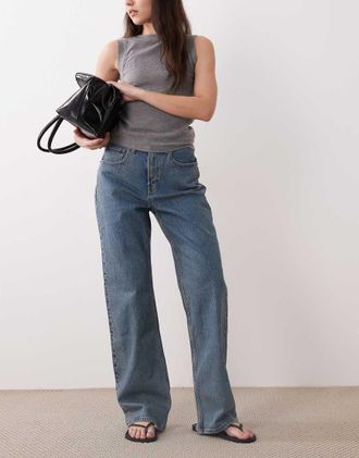 Abercrombie & Fitch Jean d&eacute;contract&eacute; style ann&eacute;es 90 &agrave; taille haute - Bleu vintage d&eacute;lav&eacute;