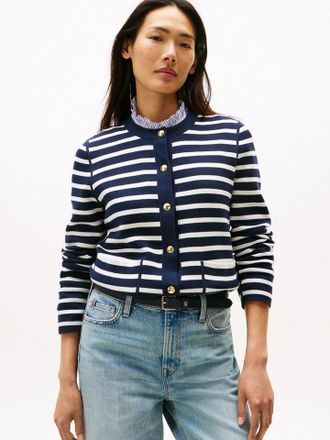 Tommy Hilfiger Strickjacke CO JERSEY STCH REVERSIBLE CARDI mit Wendem&ouml;glichkeit