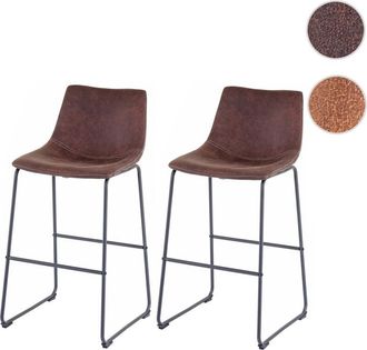 Mendler 2x tabouret de bar HWC-D70, chaise bar/comptoir, tissu - style vintage, imitation de daim