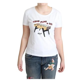 Moschino Verspieltes Baumwoll-Rundhals-Tee - - Tops - Damen - Wei&szlig; - S