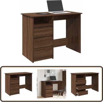 vidaXL vidaXL Schreibtisch Braun Eichen-Optik 102x50x75 cm Holzwerkstoff