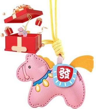Generic Pendentif porte-clés au design de bon augure avec carte de voeux pour lannée du cheval chinois, idéal pour étui de téléphone, sac à dos, fourre-tout, 