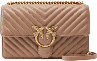 Pinko Damen Love One Classic Dc Sheep Nappa Chevron Tasche, D01q_Ingwer-Antique Gold