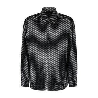 Dolce & Gabbana Schwarz-wei&szlig;es Hemd mit geometrischem Muster aus Baumwolle - - Shirts - Herren - Schwarzk - L
