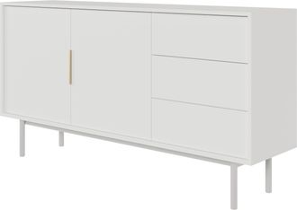 Selsey Kommode Aufbewahrungsschrank 2 T&uuml;ren 3 Schubladen Schrank Schubladenschrank Push to Open Soft Close 154 cm Viviaro Wei&szlig;