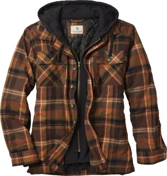 Legendary Whitetails Mens Standard Maplewood Hooded Shirt Jacket, Deer Shed Plaid, X-Large