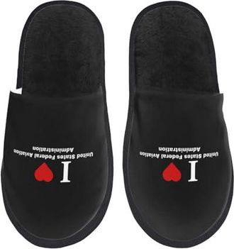 Generic Respirant Peluche Pantoufles I Love lAdministration f&eacute;d&eacute;rale de laviation des &Eacute;tats-Unis Maison Pantoufles Antid&eacute;rapant Chaussons Femme pour Homme Mai