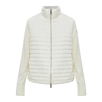 Moncler Femme, Pulls, Beige, Taille: 40 FR Cardigan Col Montant avec Rembourrage en Duvet