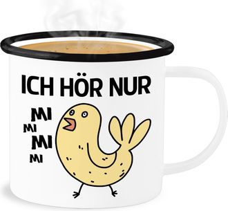 Shirtracer Emaille Becher Blechbecher - Statement Sprüche - Ich hör nur MiMiMi - 300 ml - Weiß Schwarz - sarkasmus spruch höre spruechen sprüche, sprueche mit sp