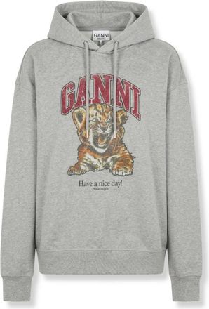 Ganni Femme, Sweatshirts et sweats &agrave; capuche, Gris, Taille: 40 FR Tiger Sweat &agrave; capuche