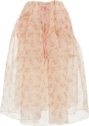 Simone Rocha Femme, Jupes, Rose, Taille: 34 FR Jupe midi en organza orn&eacute;e de fleurs