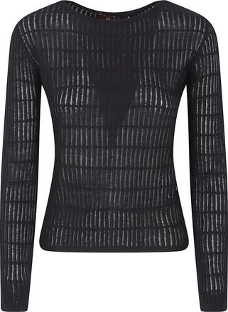 Max Mara Femme, Tops, Bleu, Taille: 36 FR Pull en laine et soie coupe slim Mstpedone