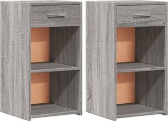 vidaXL Nachttische 2 Stk. Grau Sonoma 35x34x65 cm Holzwerkstoff Vidaxl
