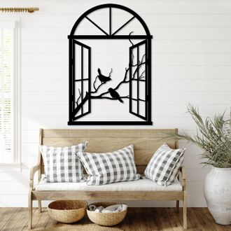 Generic Schwarze Vogel-AST-Wanddeko aus Metall f&uuml;rs Fenster, rustikale Vintage-Wanddeko im Landhausstil, Moderne Skulptur mit Vogel-AST-Motiv f&uuml;r Wohnzimmer u