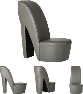 Nova The Living Store Stuhl in St&ouml;ckelschuh-Form Grau Kunstleder - Sitzsack - Designerstuhl - Lounge Chair - Modellsitz - Unikat Stuhll