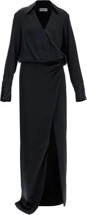 The Attico Femme, Robes, Noir, Taille: 38 FR Draped Long Sleeve Maxi Dress