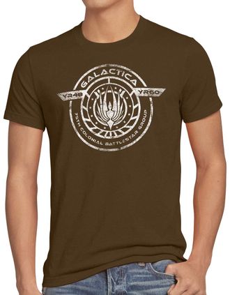 style3 Colonial Battlestar Group Herren T-Shirt Galactica Space, Gr&ouml;&szlig;e:XXL, Farbe:Braun
