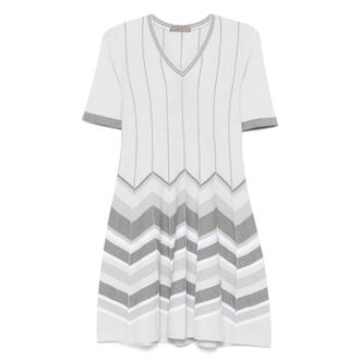 D.exterior Metallic Chevron-Strick Mini Kleid - - Dresses - Damen - Grau - M