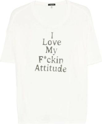 R13 Homme, Tops, Blanc, Taille: M T-shirt ras du cou &agrave; imprim&eacute; graphique