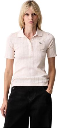 Lacoste Polo en maille pointelle - Femme - Tops - Beige - Taille: 36 FR