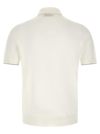 Brunello Cucinelli Mens White Cotton Polo Shirt