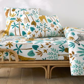 La Redoute Interieurs Drap-housse Enfant 30% Coton Recycl&eacute; Bonnet 25 Cm Imprim&eacute; Animaux Jungle
